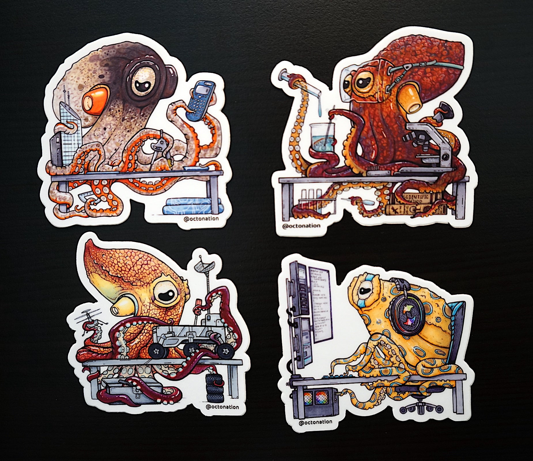 4 Pack: STEM Octopus Stickers (Science, Technology, Engineering, Mathe ...