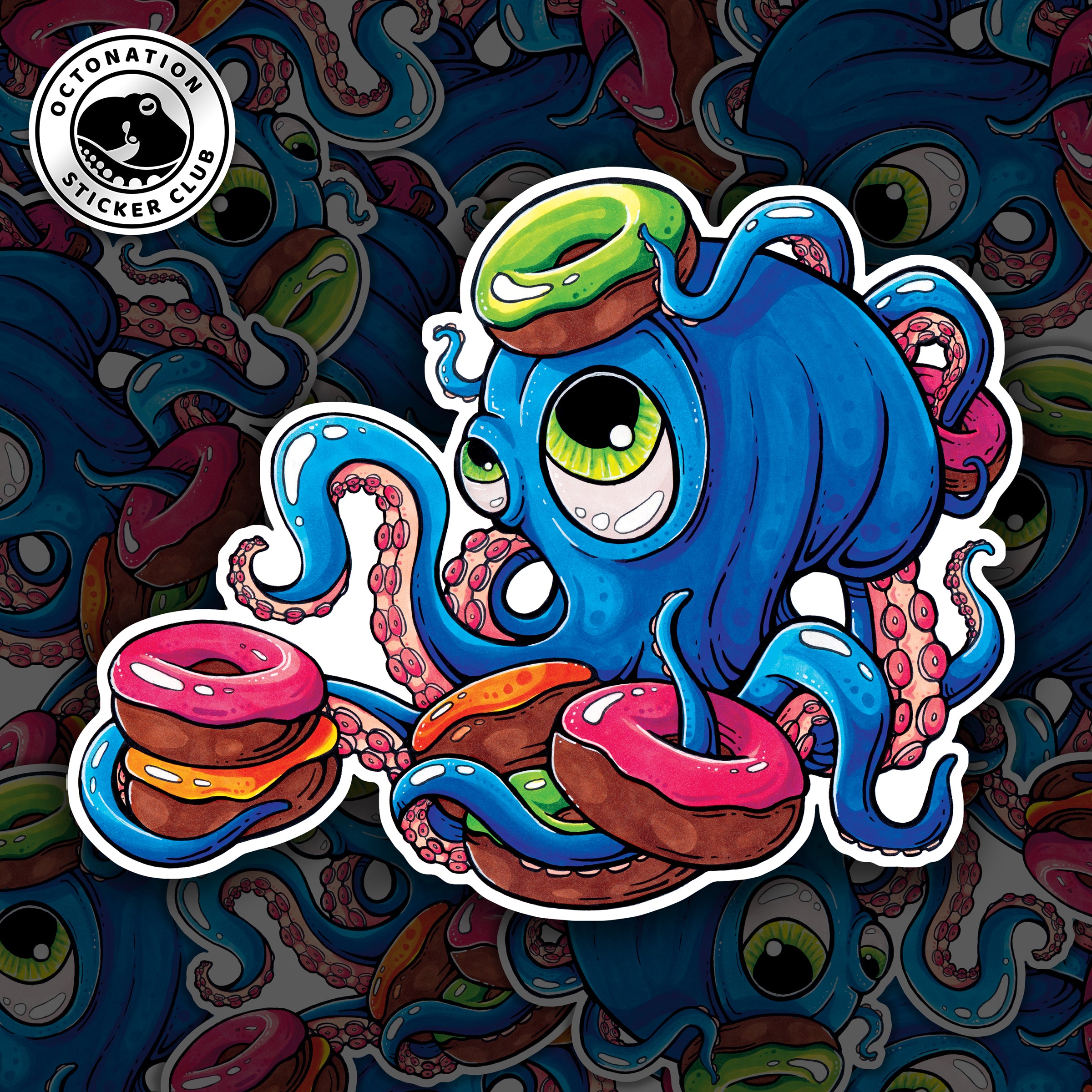 Sweet Peep, Donut Octopus Sticker | OctoNation, Octopus Sticker Club ...