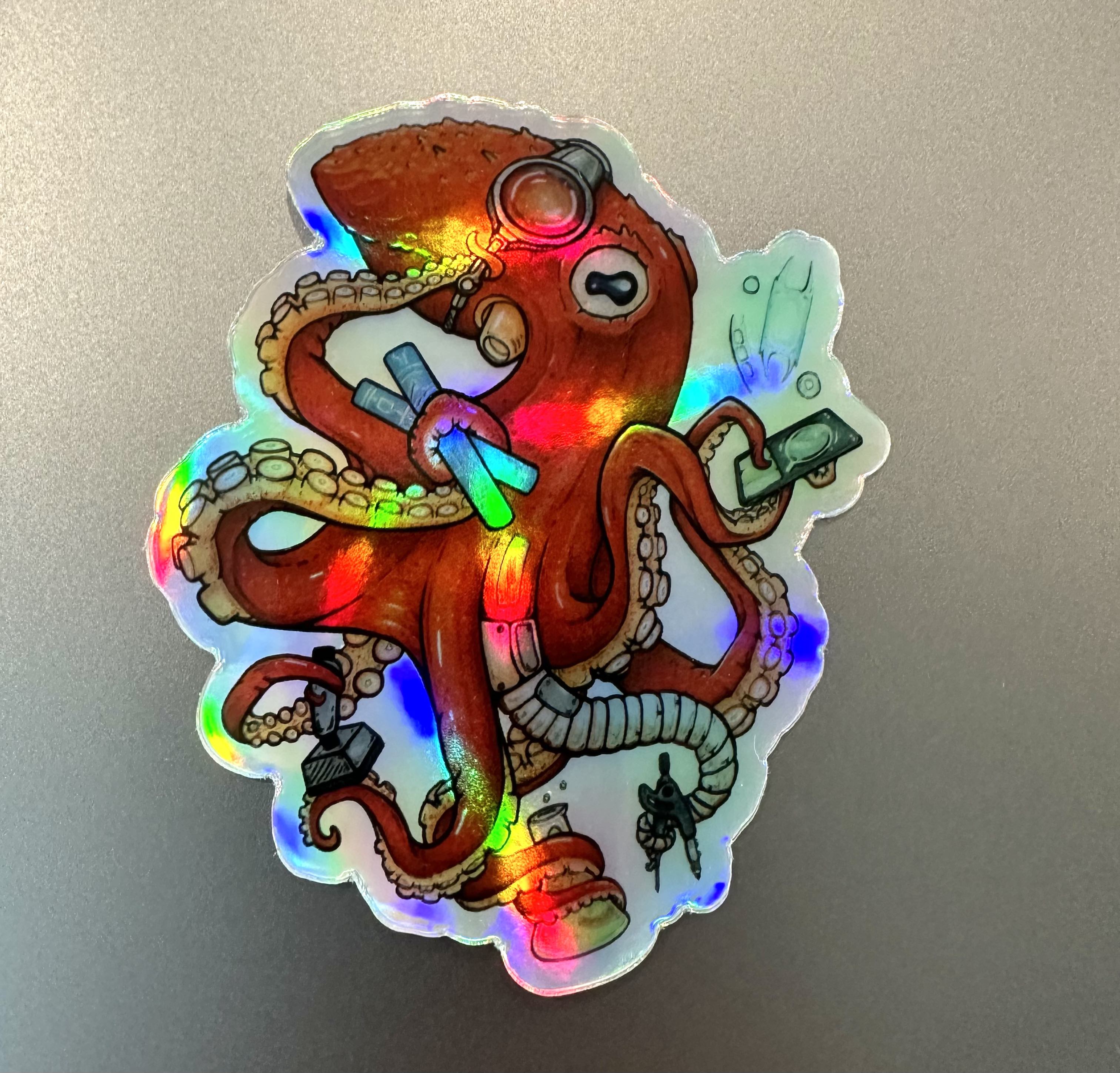 Holographic STEM OCTO - Giant Pacific Octopus Sticker (Science, Techno ...