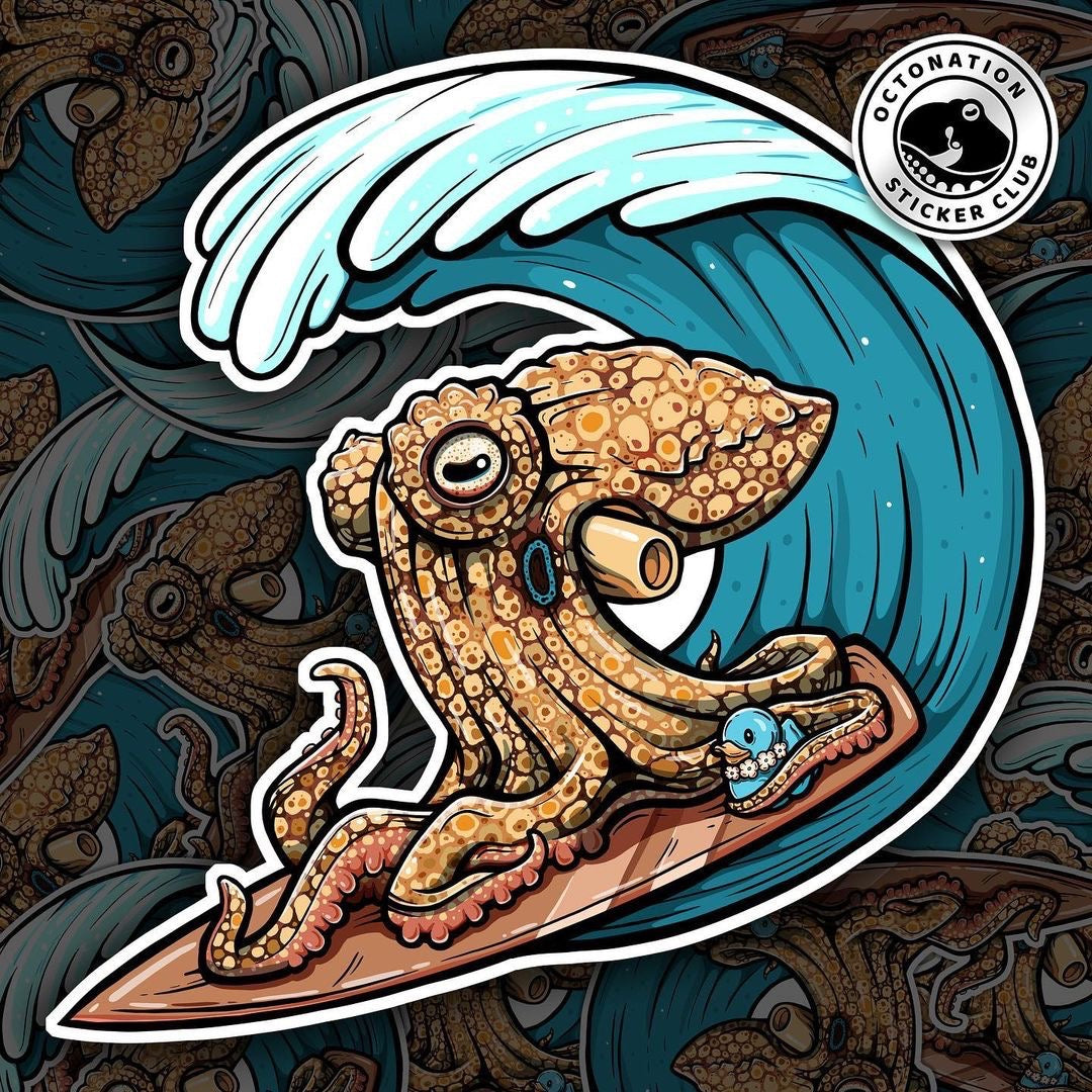 Surfs up Octo, a California two-spot octopus with duckie | OctoNation ...