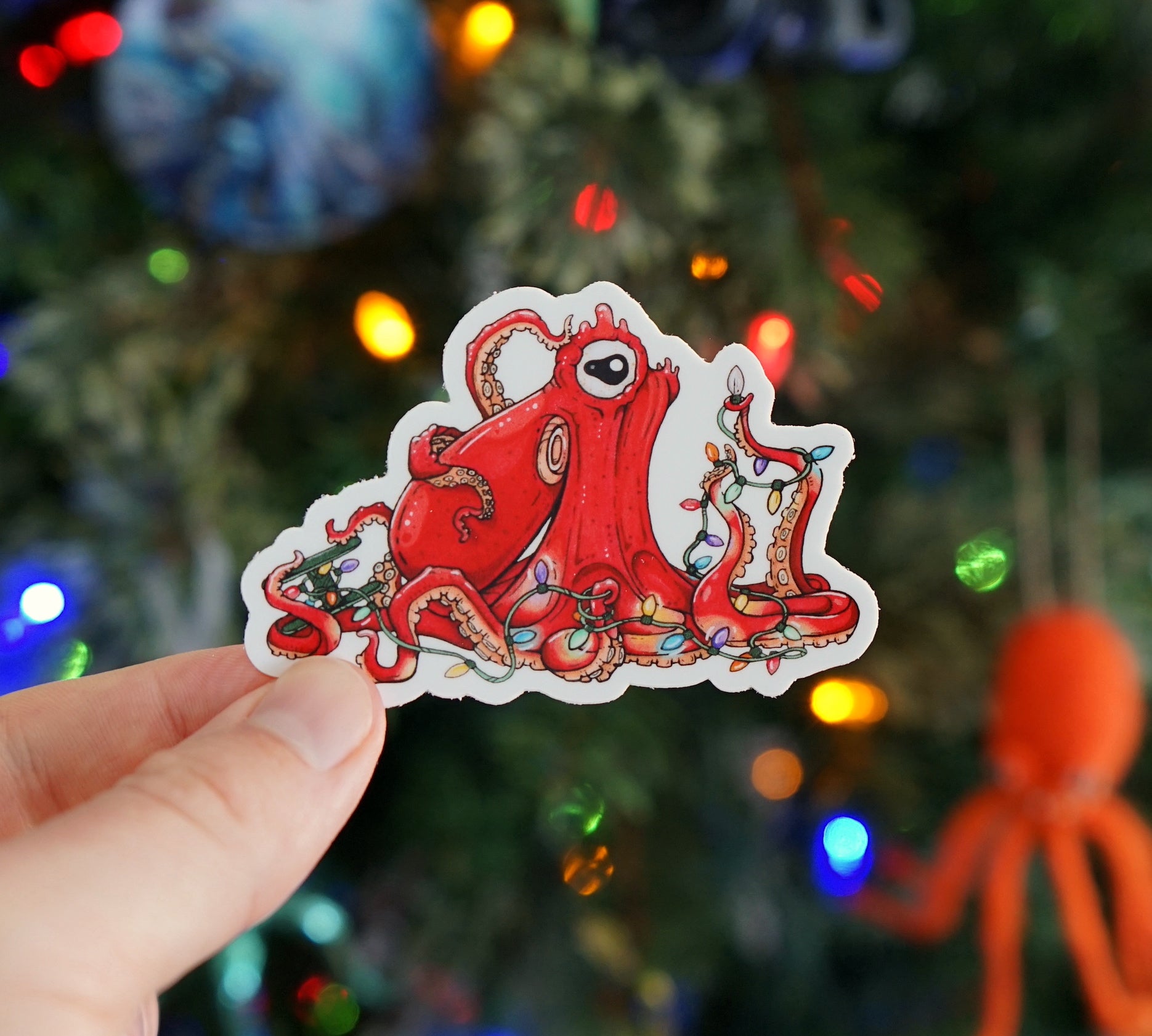 Mrs. Glow Holiday Octopus Sticker – OctoNation - OctopusFanClub