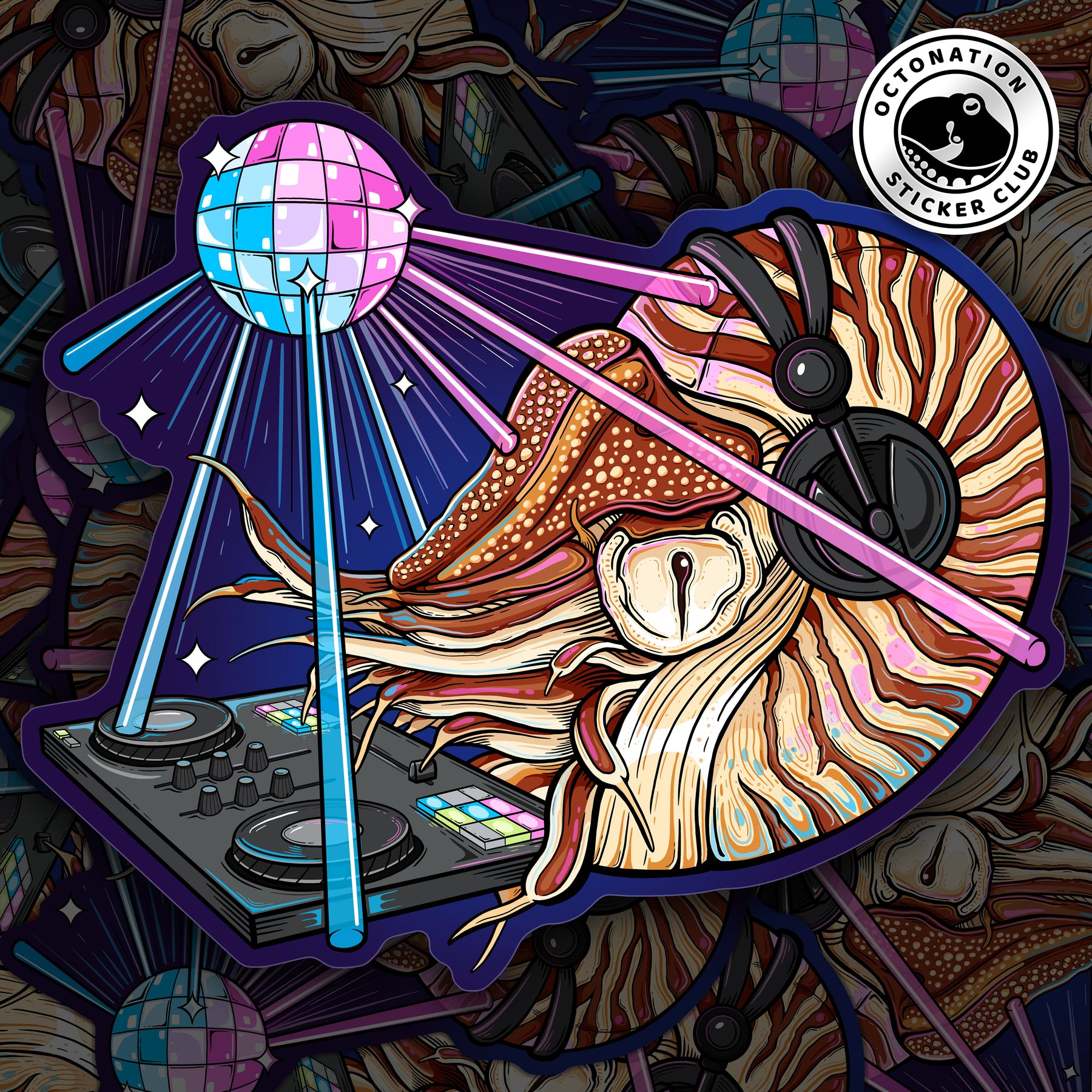 DJ Nauti the Chambered Nautilus | OctoNation, Octopus Holographic Stic ...