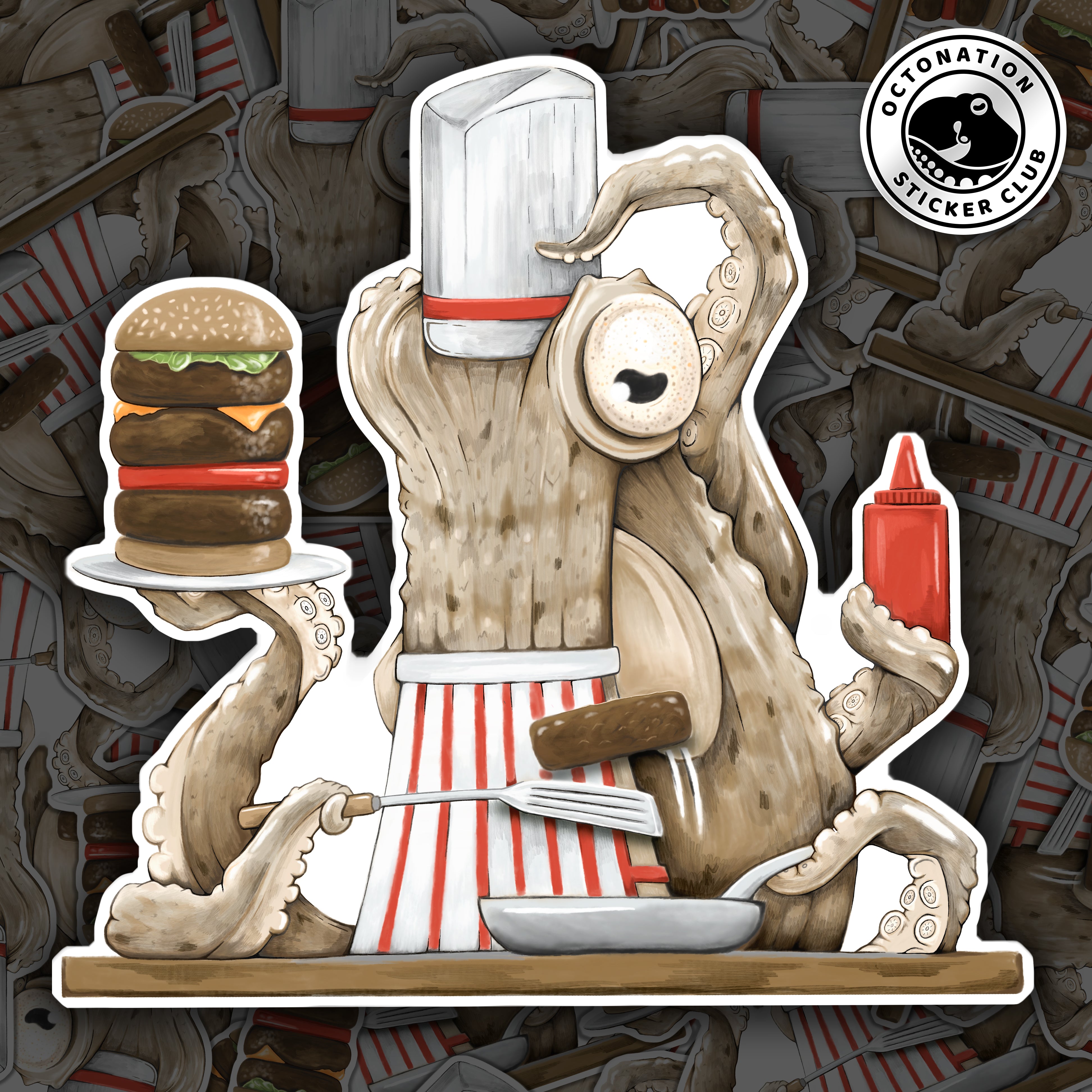 Diner Dave, The Atlantic long armed | OctoNation, Octopus Sticker Club ...